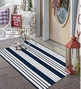 Amazon.com: Blue and White Striped Rug 24'' x 51'' Outdoor Front Porch ...