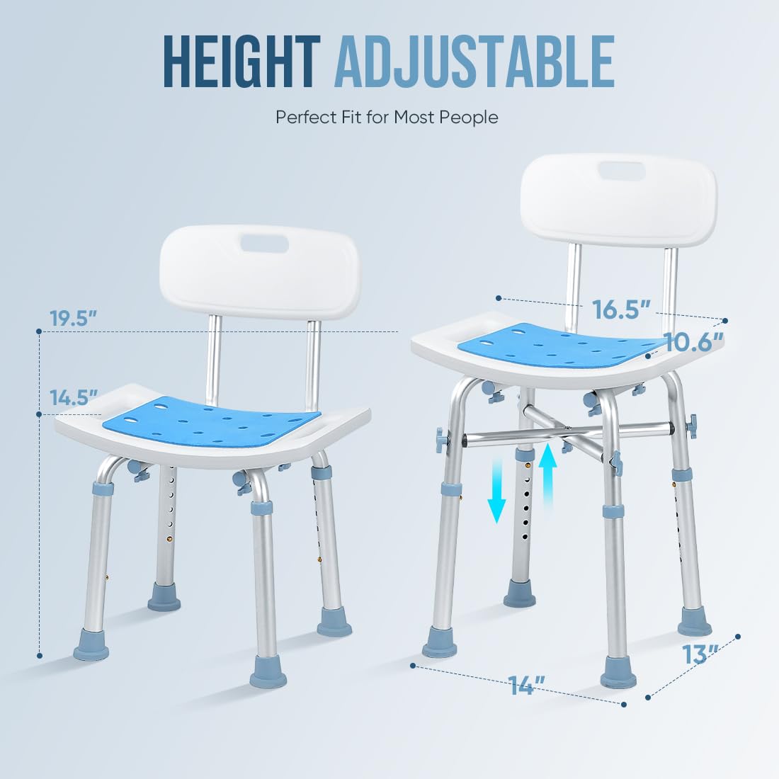 OasisSpace Heavy Duty Shower Chair with Back 500lb, EVA Padded Bath ...