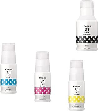 Amazon.co.jp: 【純正品 4色セット】 キヤノン インクボトル GI-31 4色セット (GI-31 PGBK/C/M/Y) 対応機種：G3370/G3360/G1330 ...