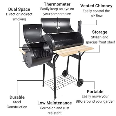 Buy BillyOh Charcoal BBQ Grill with Smoker Barbecue Offset Steel Barrel ...