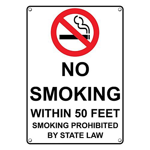 Weatherproof Plastic Vertical No Smoking Within 50 Feet Sign with ...