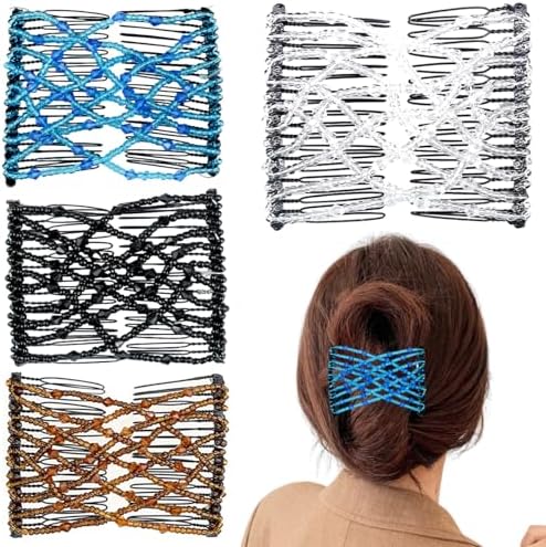 Amazon.com: 6 Pieces Stretchy Double Hair Combs - Magic Adjustable ...