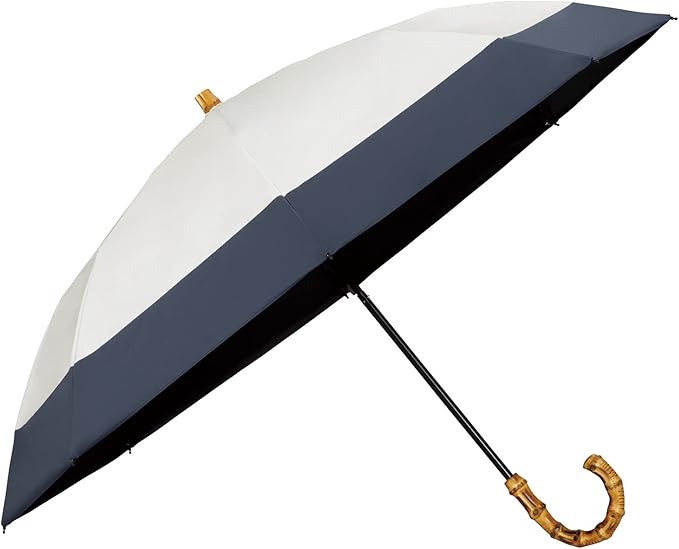 Amazon.co.jp: Wpc. 日傘 UVO（ウーボ）2段折 切り継ぎ ミニ オフ×ブルーグレー 折りたたみ傘 50cm レディース 晴雨兼用 遮光 UVカット 100% 遮熱 熱中症 ...