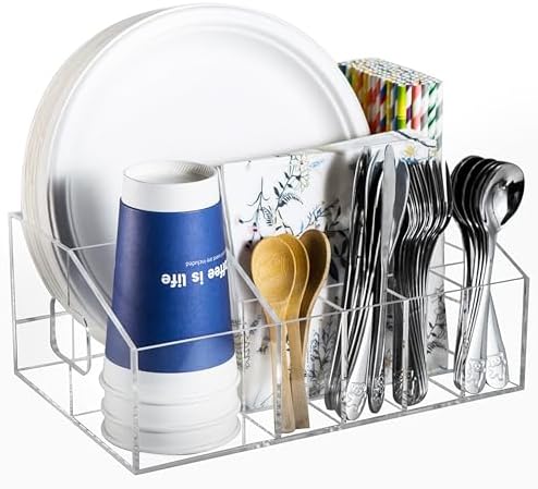Amazon.com - Utensil Silverware Caddy for Party Acrylic Paper Plate ...