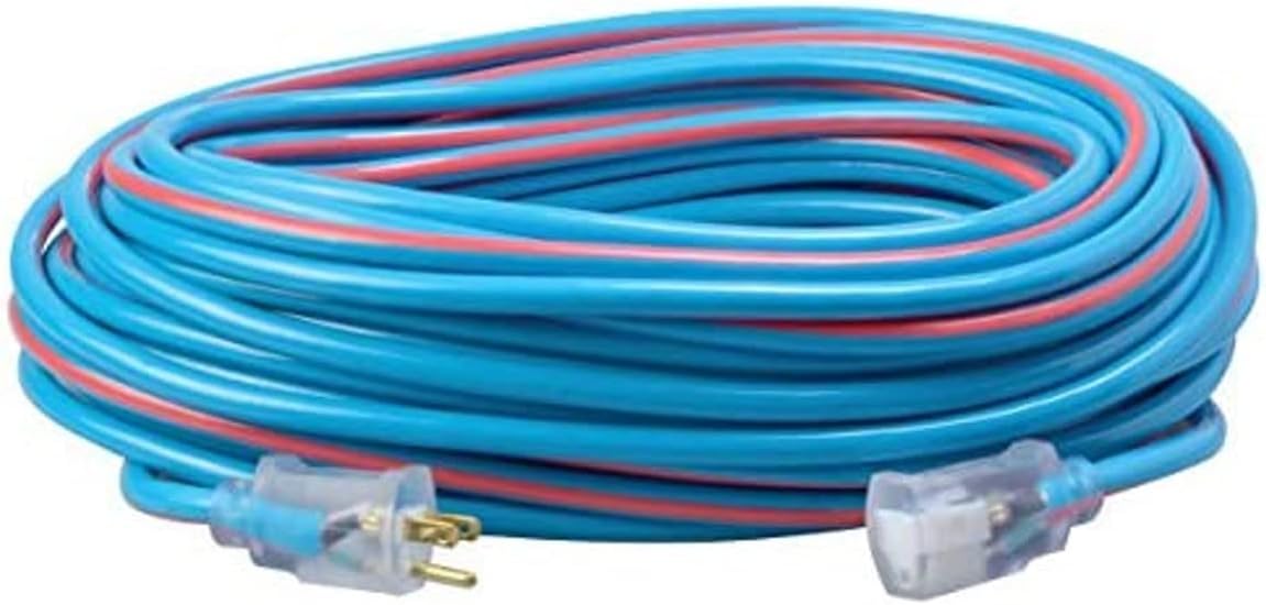 Southwire 02549SW0064 12/3 100-Foot Neon Outdoor Extension Cord (Blue ...