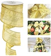 Amazon.com: HUIHUANG Champagne Wired Ribbon 2-1/2", Glitter Diamond ...