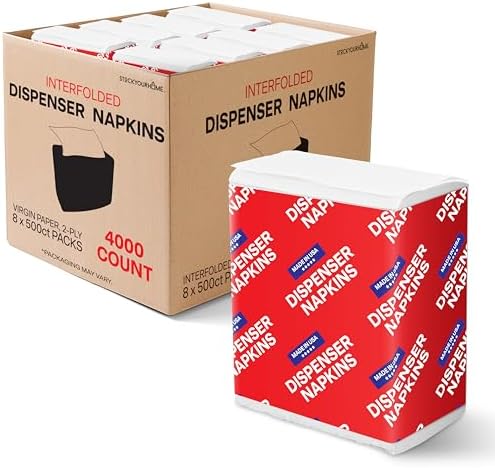 Amazon.com: Stock Your Home 4000-Pack Paper Napkins Bulk 2-Ply, White ...