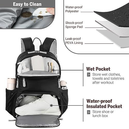 MoKo Gym Backpack, 15.6 Inch Stylish Travel Backpack with Shoe ...