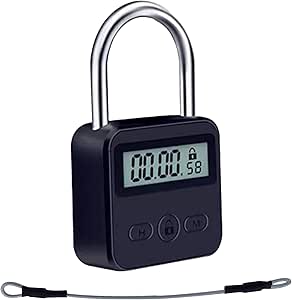 Metal Timer Lock, LCD Display Multi-Function Electronic Time, 99 Hours Max Timing, USB ...