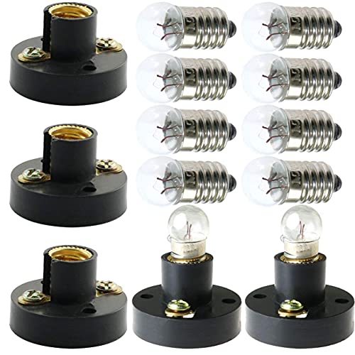 MEETOOT Set of 10pcs Screw Mini Bulb 1.5V and 5pcs E10 Mini Bulb Holder ...