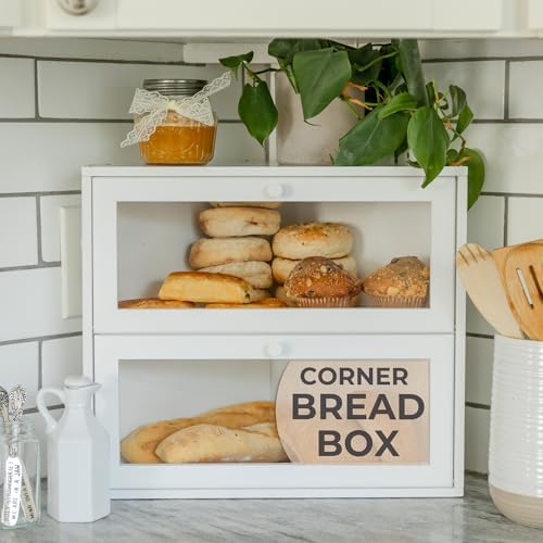 Amazon.com: BakedBin Corner Bread Box for Kitchen Countertop - New 2025 ...