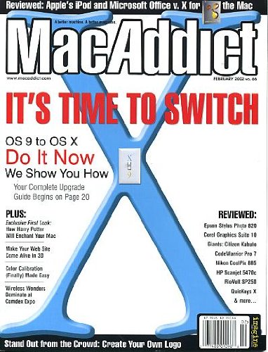 MacAddict February 2002 w/CD Upgrade from OS 9 to OS X, Microsoft ...