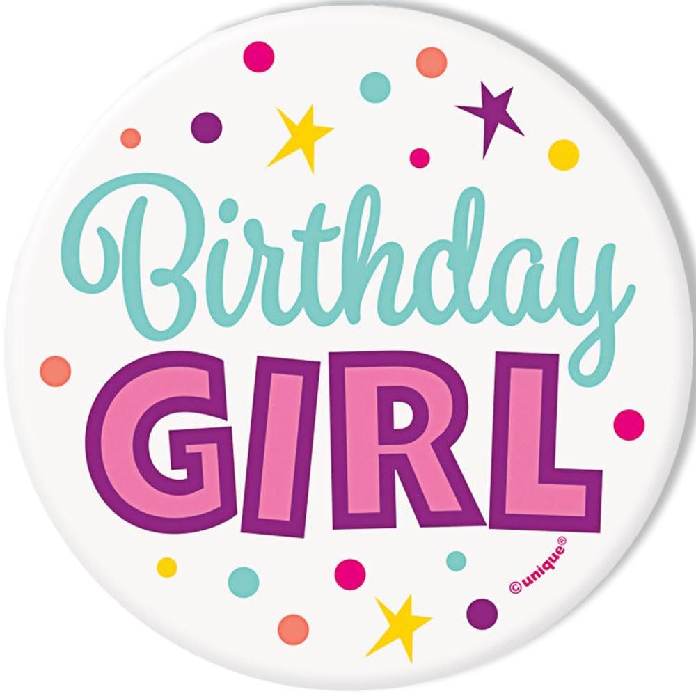 Amazon.com: Unique Birthday Girl Button - 3" | White | 1 Pc : Clothing ...