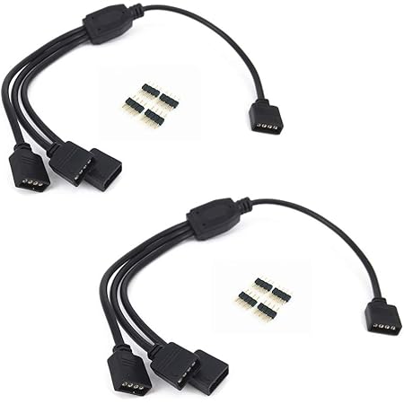 LitaElek 2pcs RGB LED Splitter 4 Pin LED Strip Splitter Cable 1 to 2 ...