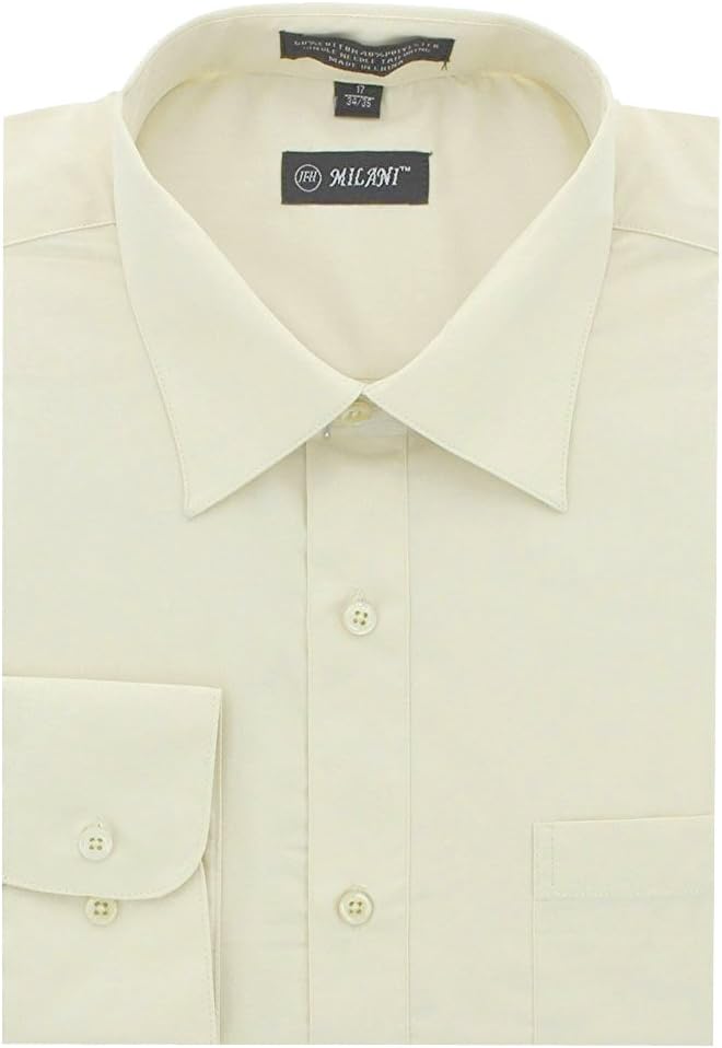 Milani Men's Dress Shirt with Convertible Cuffs 14.5" Neck 32/33 ...