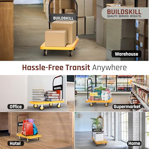 Buy BUILDSKILL 150kg platform trolley | 360° rotating TPR wheels | 68 ...