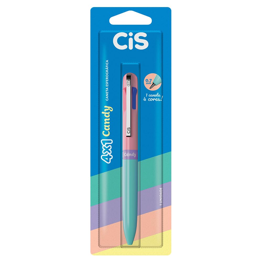 CIS Caneta Esferográfica 4 em 1 CANDY c/ 4 cores (Maça Verde, Amarelo ...