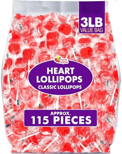 Amazon.com : Red Heart Lollipops - 3 Pounds- Heart Shaped Lollipops ...