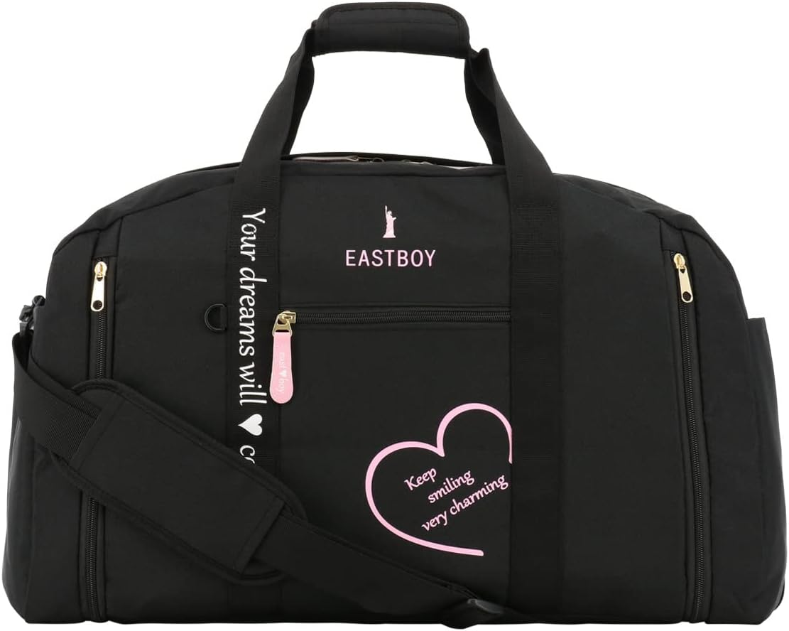Amazon | [イーストボーイ] ボストンバッグ 50L 女の子 マカロン EBA36 EASTBOY 大容量 拡張 大きめ 子供 修学旅行 【01】ブラック | ボストンバッグ
