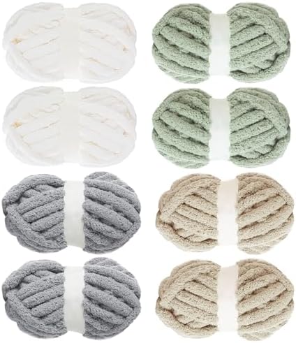 Amazon.com: HOMBYS Sage Green Chunky Chenille Yarn for Crocheting ...
