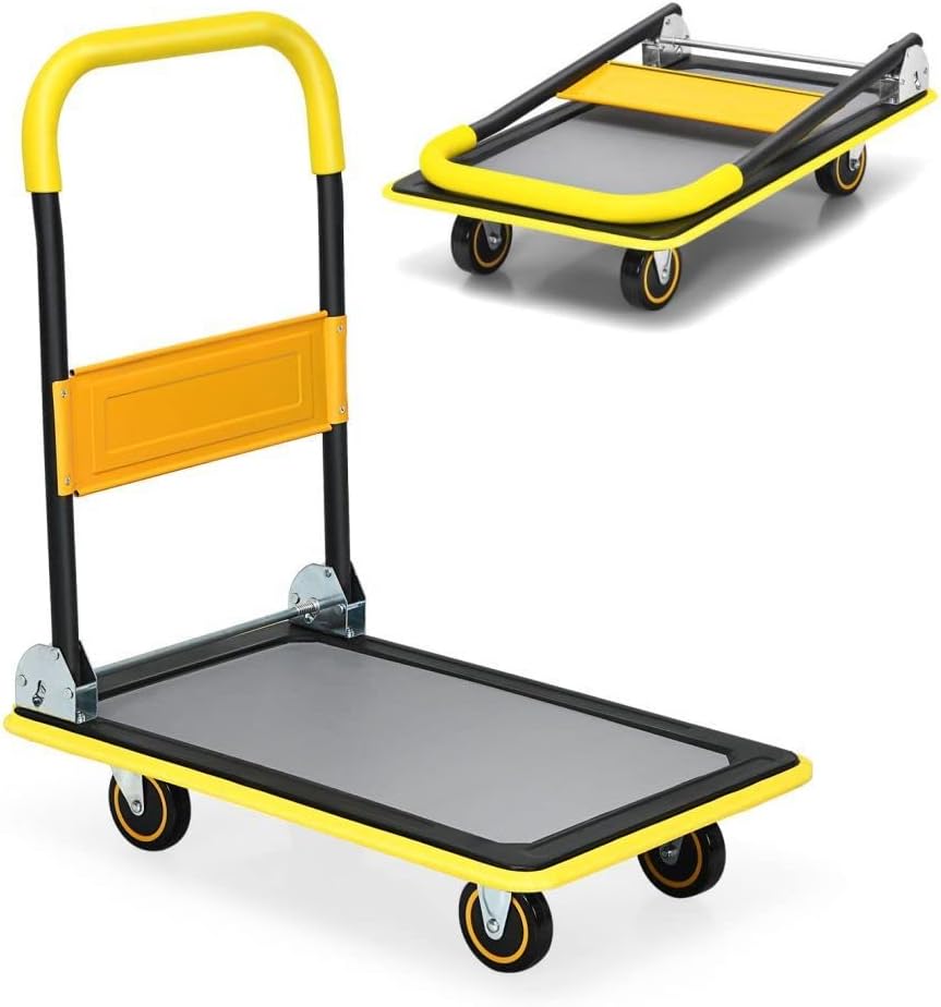 Flat Bed Trolley - Fixed Warehouse and Office Platform Cart, Blue Steel ...