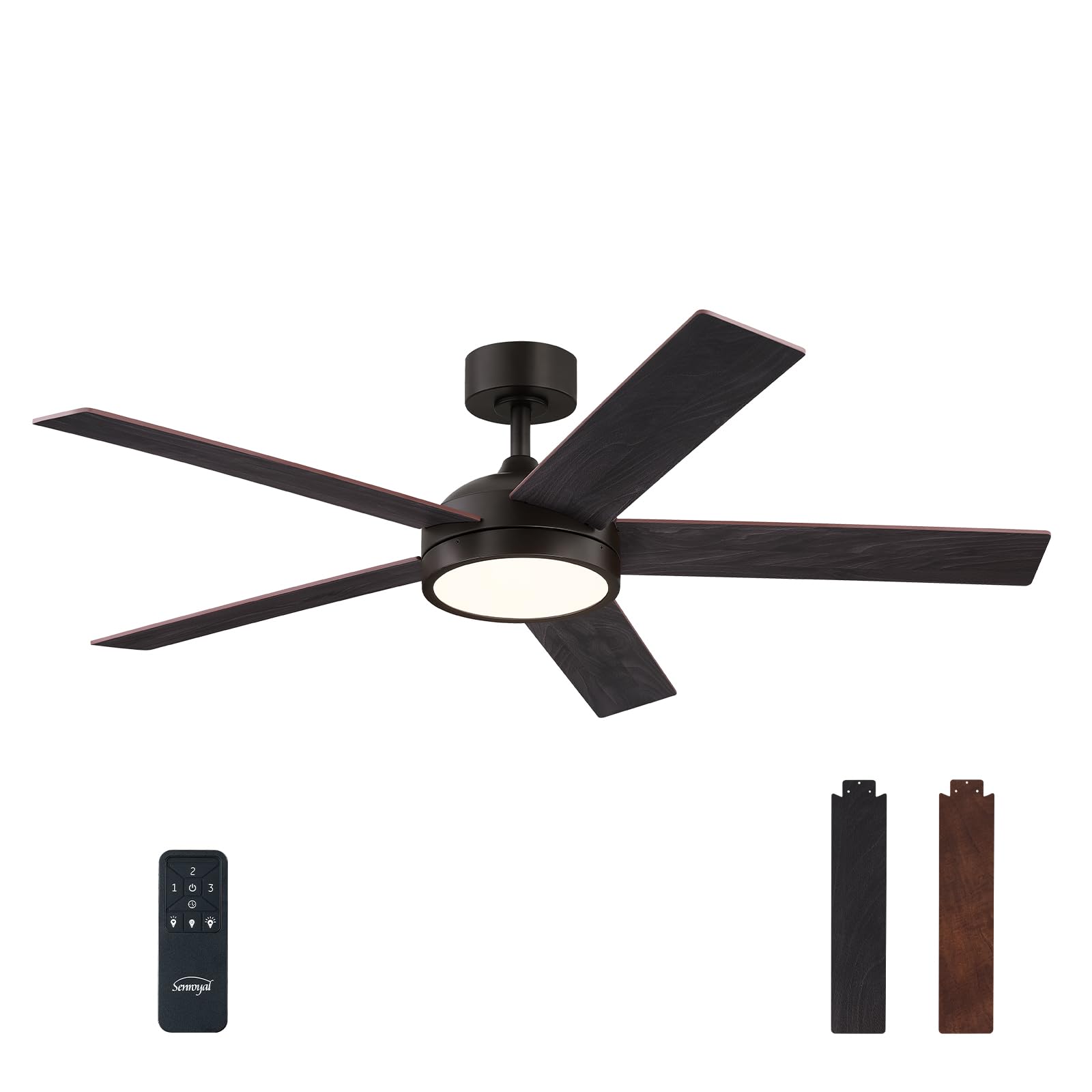 senroyal 54" Ceiling Fan with Light and Remote, 5 Blade Ceiling Fan ...