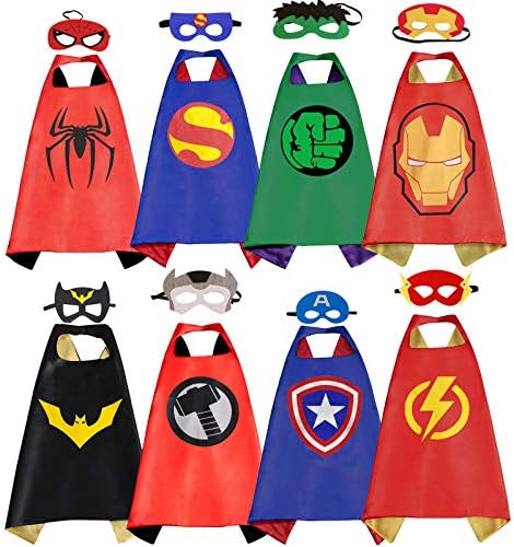 Mizzuco Cartoon Dress up Costumes Kids 8 Characters Satin Supehero ...