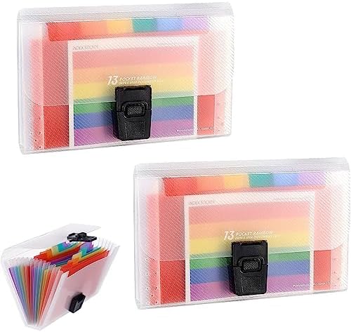 2Pcs Rainbow Flash Card Holder Portable A6 Accordian File Organiser 13 ...