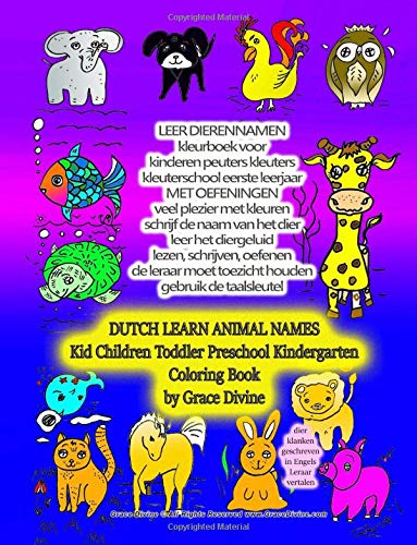 LEER DIERENNAMEN KLEURBOEK VOOR KINDEREN DUTCH LEARN ANIMAL NAMES Kid ...