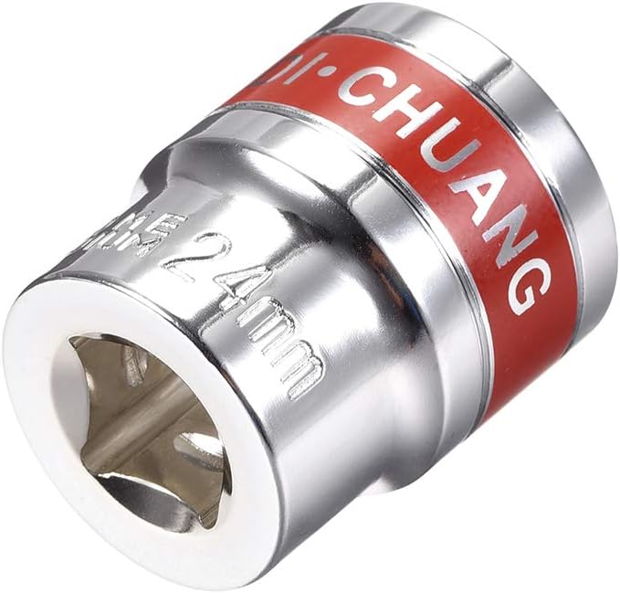 Amazon.com: uxcell 1/2-Inch Drive by 24mm Shallow Socket with Red Band ...