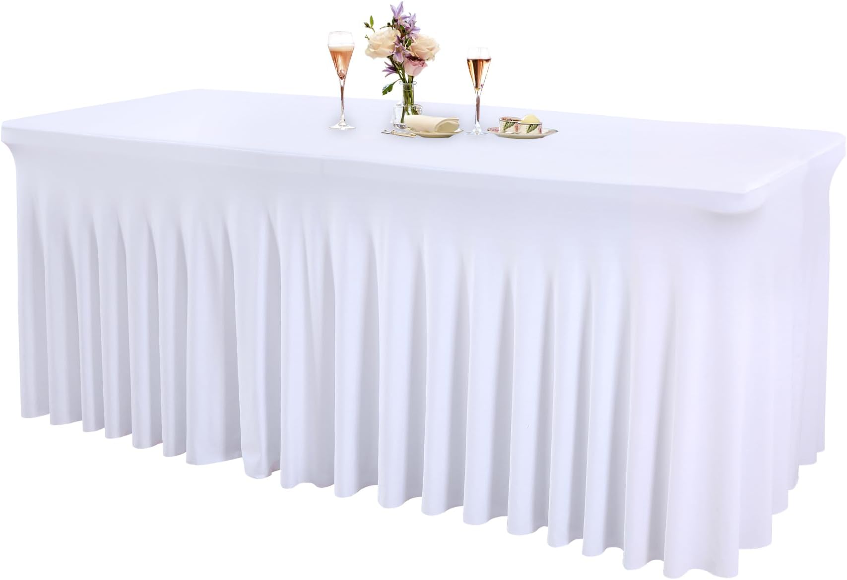 Amazon.com: White Polyester Table Clothes for 6 Foot Rectangle Tables ...
