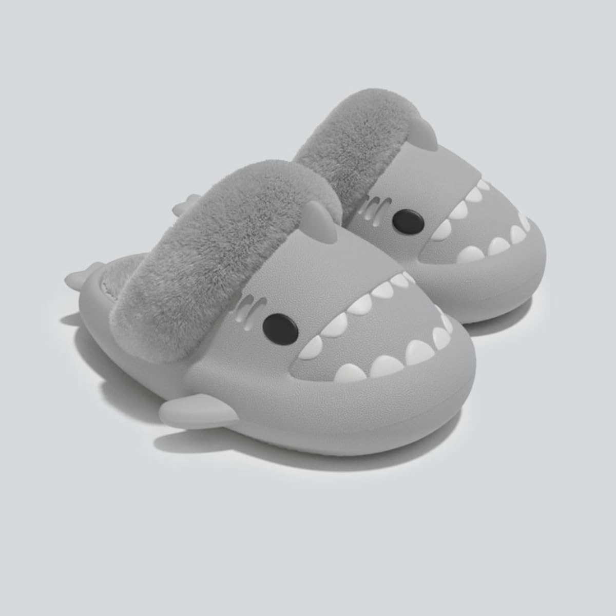 Shark Fuzzy Slippers Women Men Cute Cartoon Plush Fluffy House Shoes ...