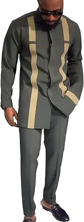 Long Sleeve Dashiki African Men Clothing 2 Pieces Set Shirt and Pants ...