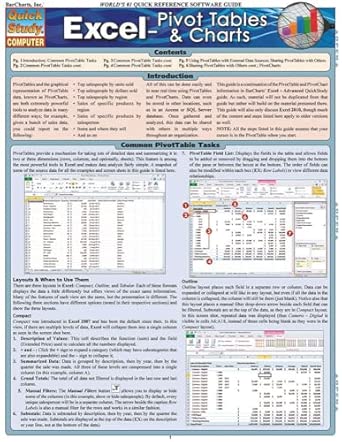 Amazon.com: Excel: Pivot Tables & Charts QuickStudy Laminated Reference Guide (QuickStudy ...