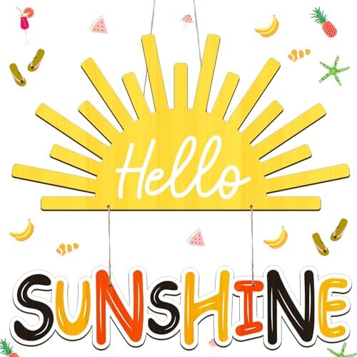 Amazon.com: Summer Hello Sunshine Door Sign Beach Decor Sun Sets Over ...