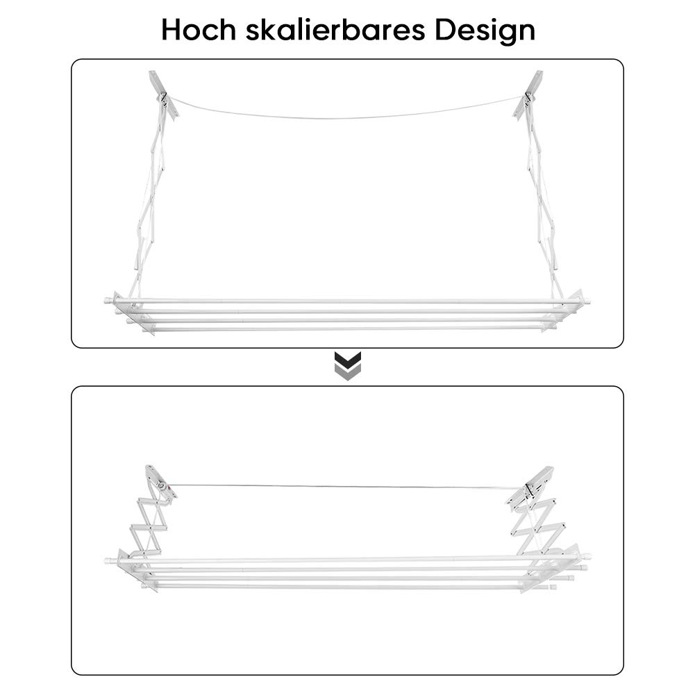 Clothes Drying Rack Modern Extendable Ceiling Airer Ceiling Wall ...