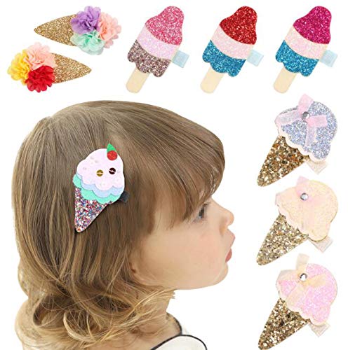 Amazon.com : 5PCs Shiny Ice Cream Hair Clips Ponytail Holder Barrettes ...