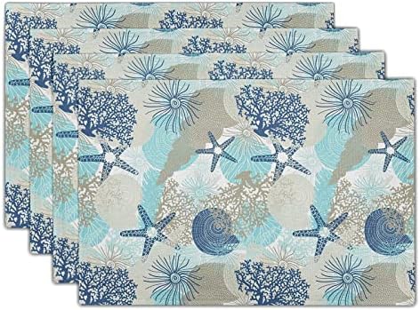 Amazon.com: Doupoo Sea Place Mats Beach Theme, Heat Resistant Coastal ...