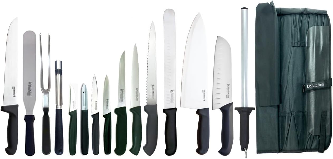 16 Piece PRO Chef Knife Set Including 12" Diamond Steel and Deluxe ...
