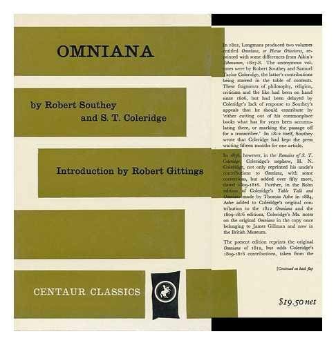 Amazon.com: Omniana (Centaur Classics): 9780809303779: Southey, Robert, Coleridge, S. T ...