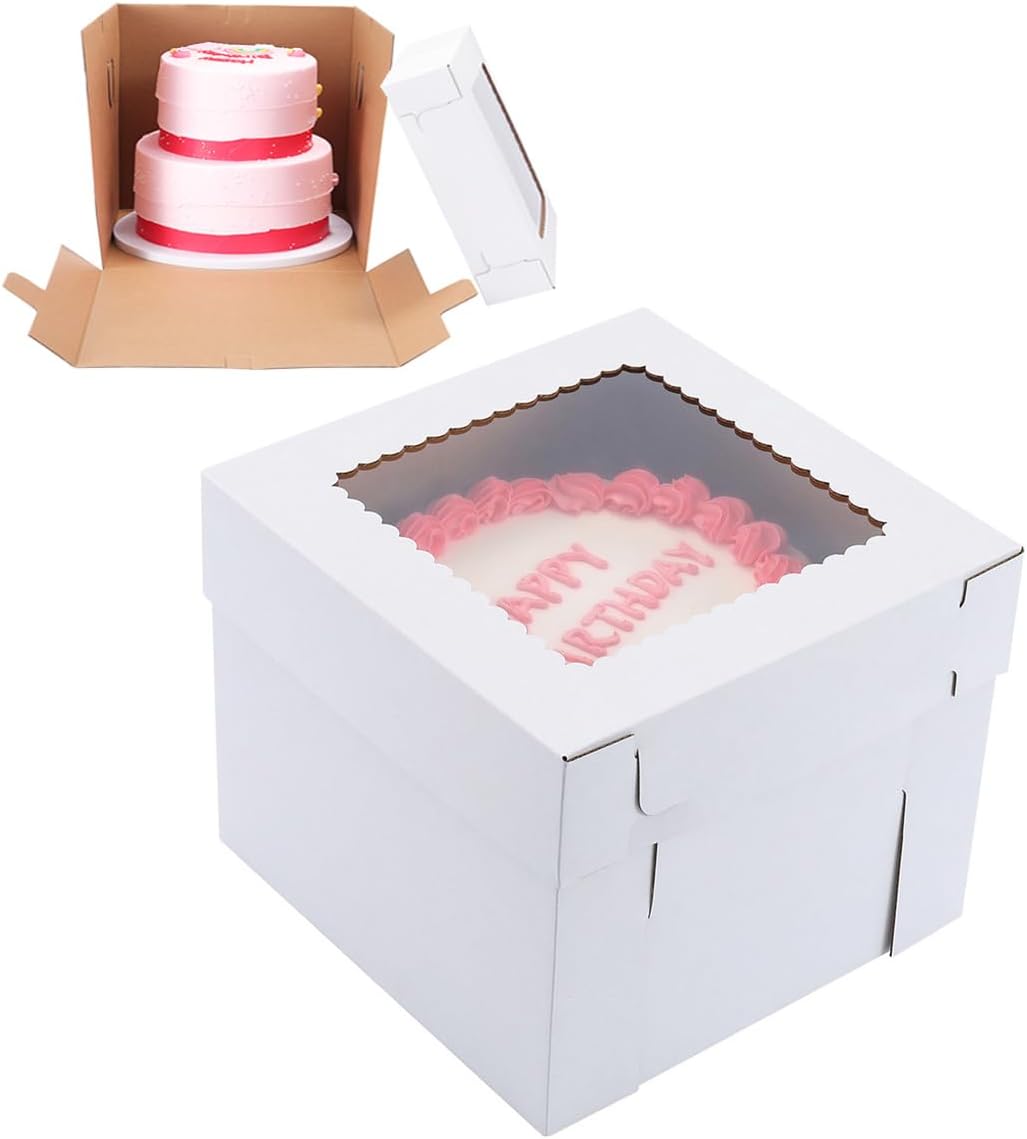 Amazon.com: KBG Cake Boxes with Window 5 Pcs 12x12x10 Inches White ...