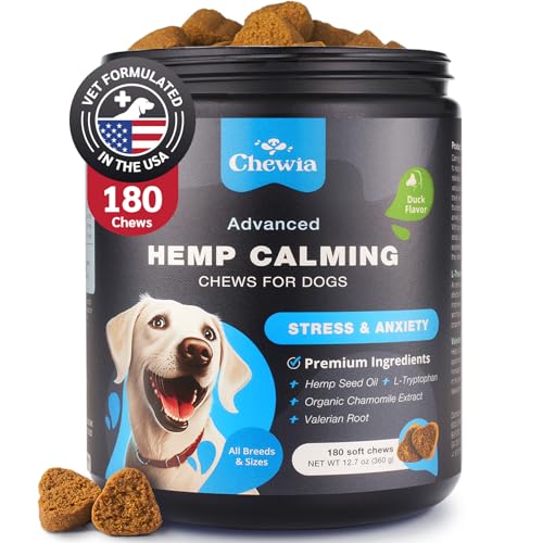 Hemp Calming Chews For Dogs Anxiety - 180 Duck Flavor Treats For Dog ...