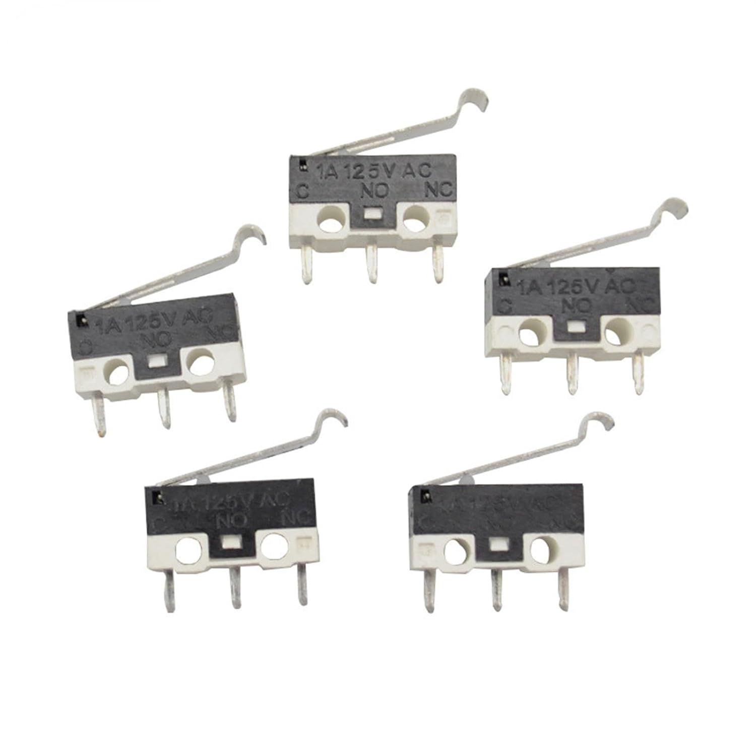 5Pcs Mini Micro Limit Switch 3 Pins PCB Terminals Roller Arc Lever Snap ...