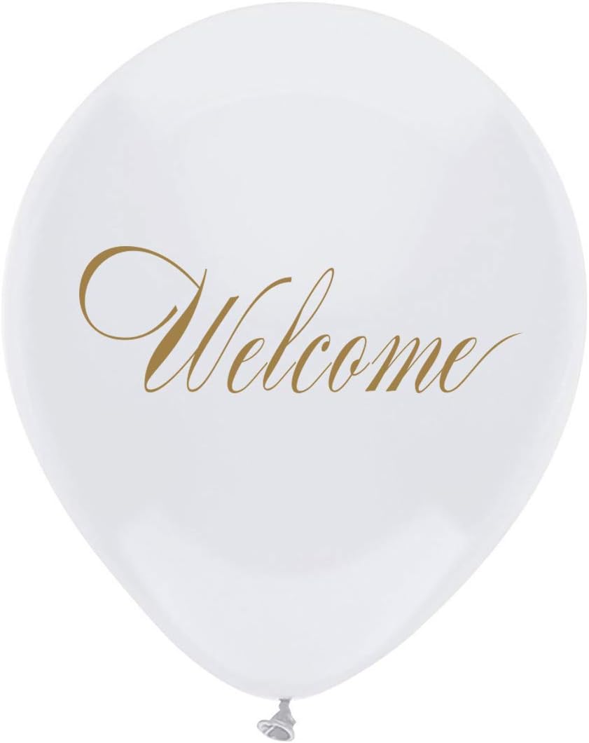 Amazon.com: MAGJUCHE White Welcome Latex Balloons, 16 pcs Gold Party ...