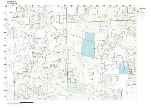Amazon.com : ZIP Code Wall Map of Wayne, IL ZIP Code Map Laminated ...