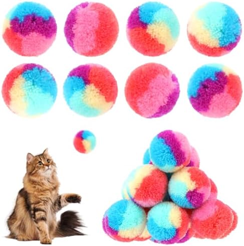 Amazon.com : Weewooday 12 Pieces Cat Pom Pom Balls Toys Large Fuzzy Cat ...