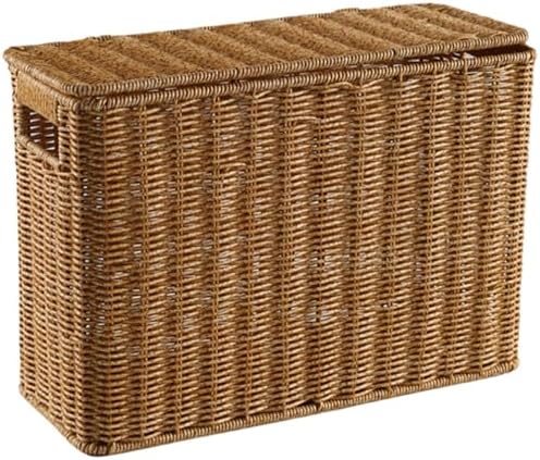 Amazon.com: jojofuny Wicker Storage Baskets with Lids, Rattan Magazine ...