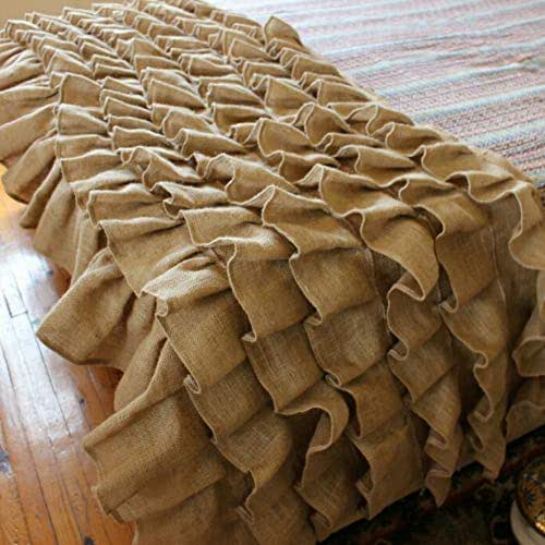 Burlap Bed Runner Ruffle Bedding Farmhouse Bedroom Decor Rustic Bedding ...