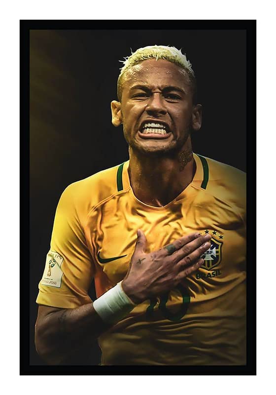 HK PRINTS Neymar Football Motivational Poster with Frame for Living ...