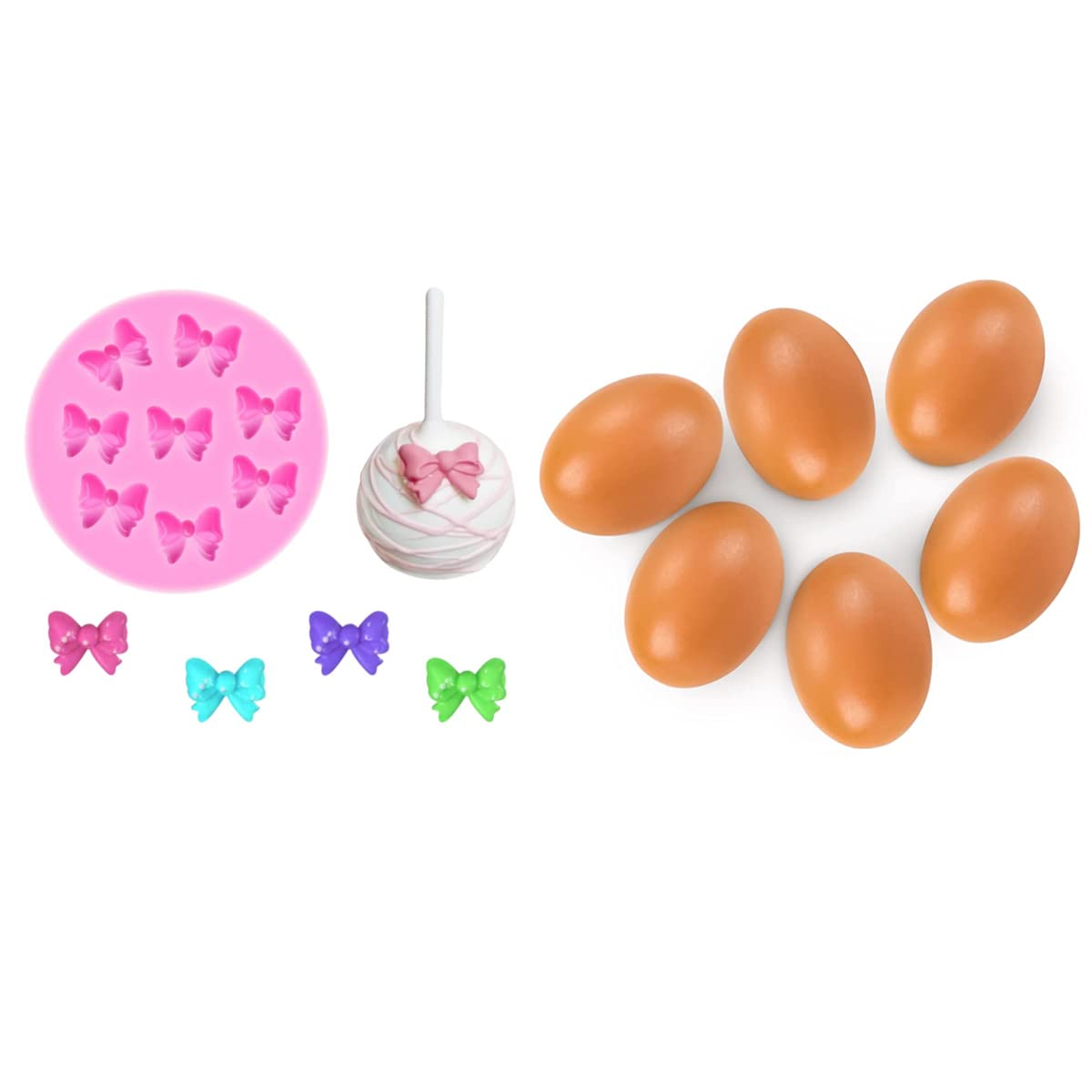 Amazon.com: YunKo Mini Bows Silicone Fondant Molds and 6 PCS Fake Eggs ...